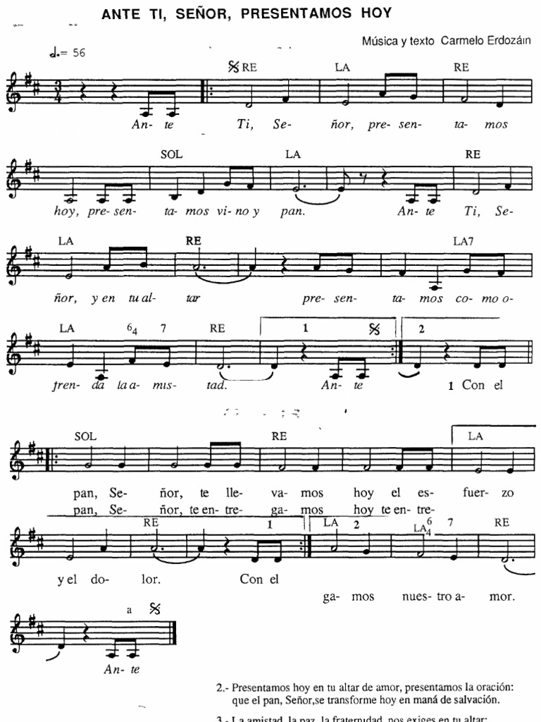 Ante Ti, Señor, Presentamos Hoy - Carmelo Erdozáin (Partitura) | PDF