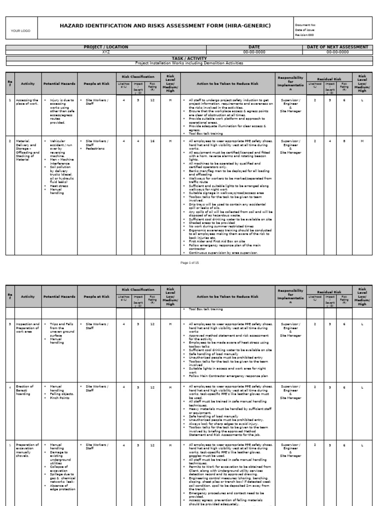 HSE Document_ HIRA | PDF | Personal Protective Equipment | Occupational ...