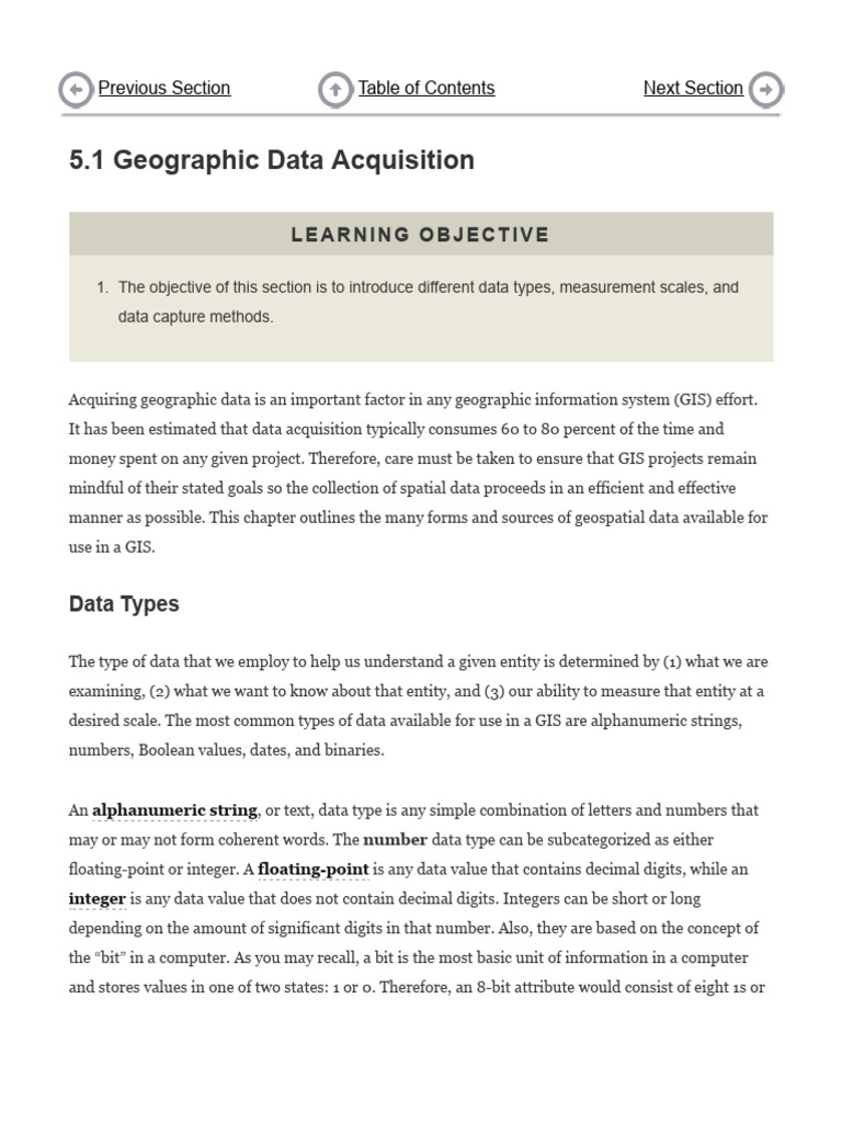 Geospatial Data Acquisition Methods | PDF | Level Of Measurement ...