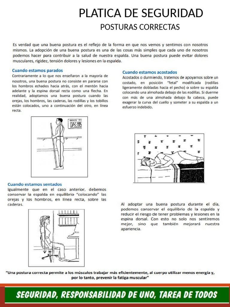 Platica POSTURAS CORRECTAS | PDF
