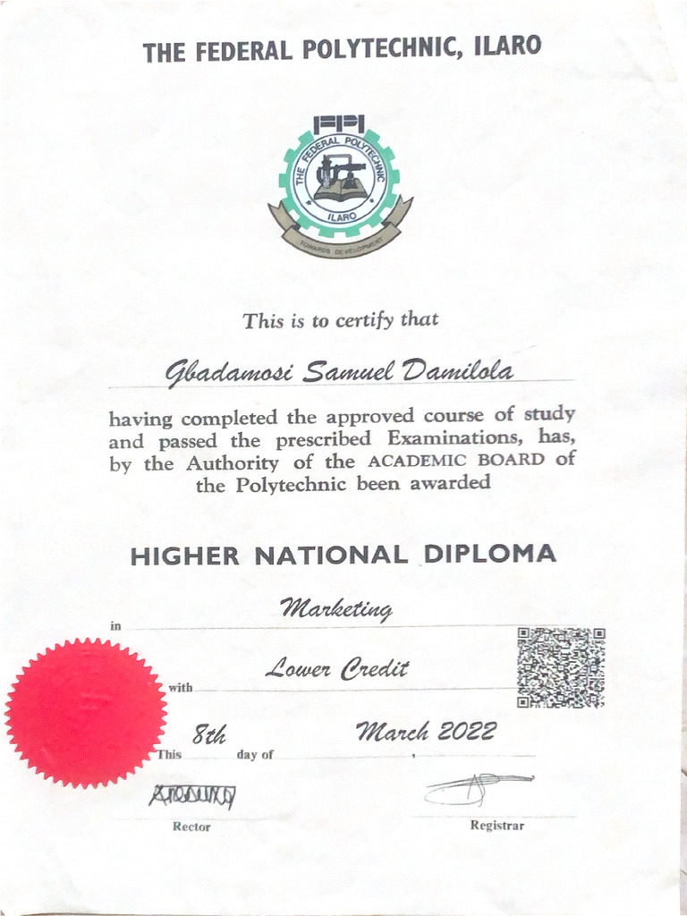 The Federal Polytechnic, Ilaro | PDF