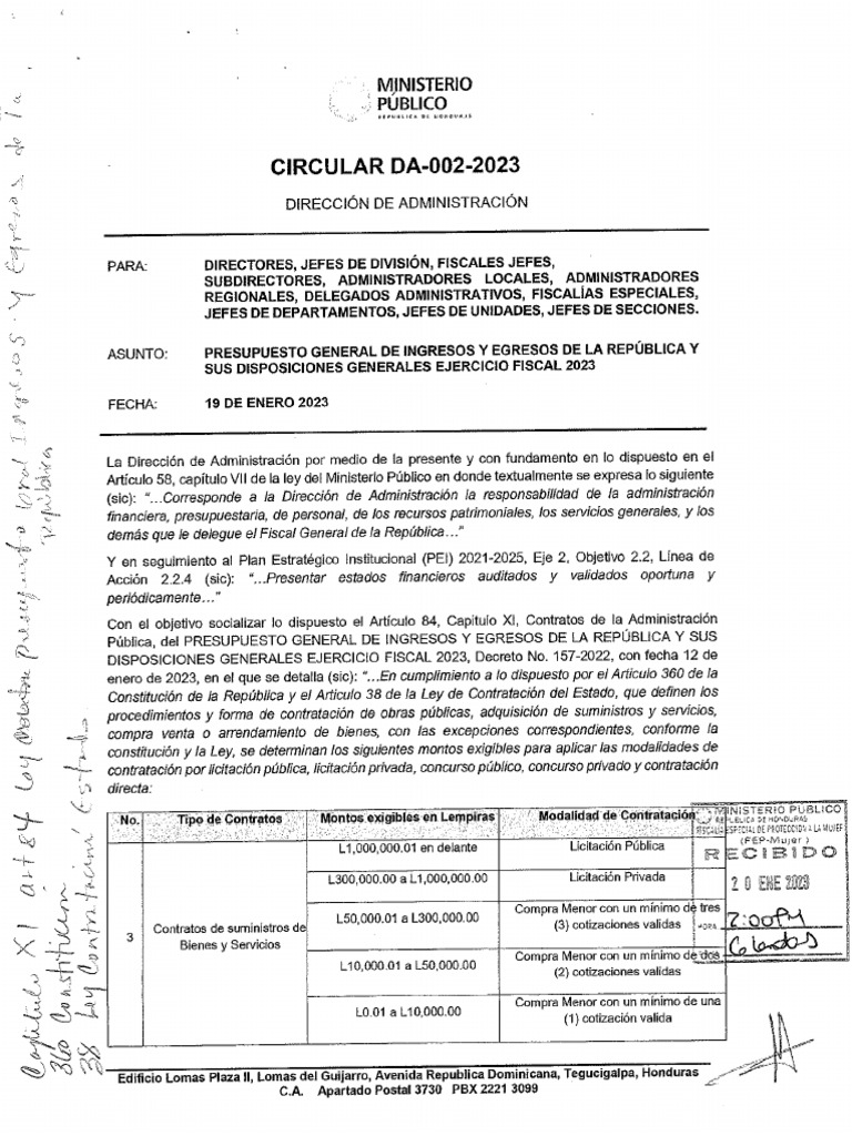 Circular Da-002-2023presupuesto General de Ingresos y Egresos de La ...