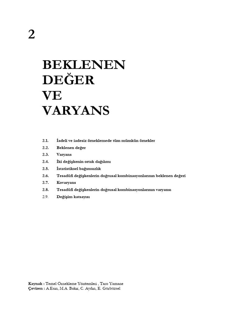 2 beklenen deger-varyans | PDF