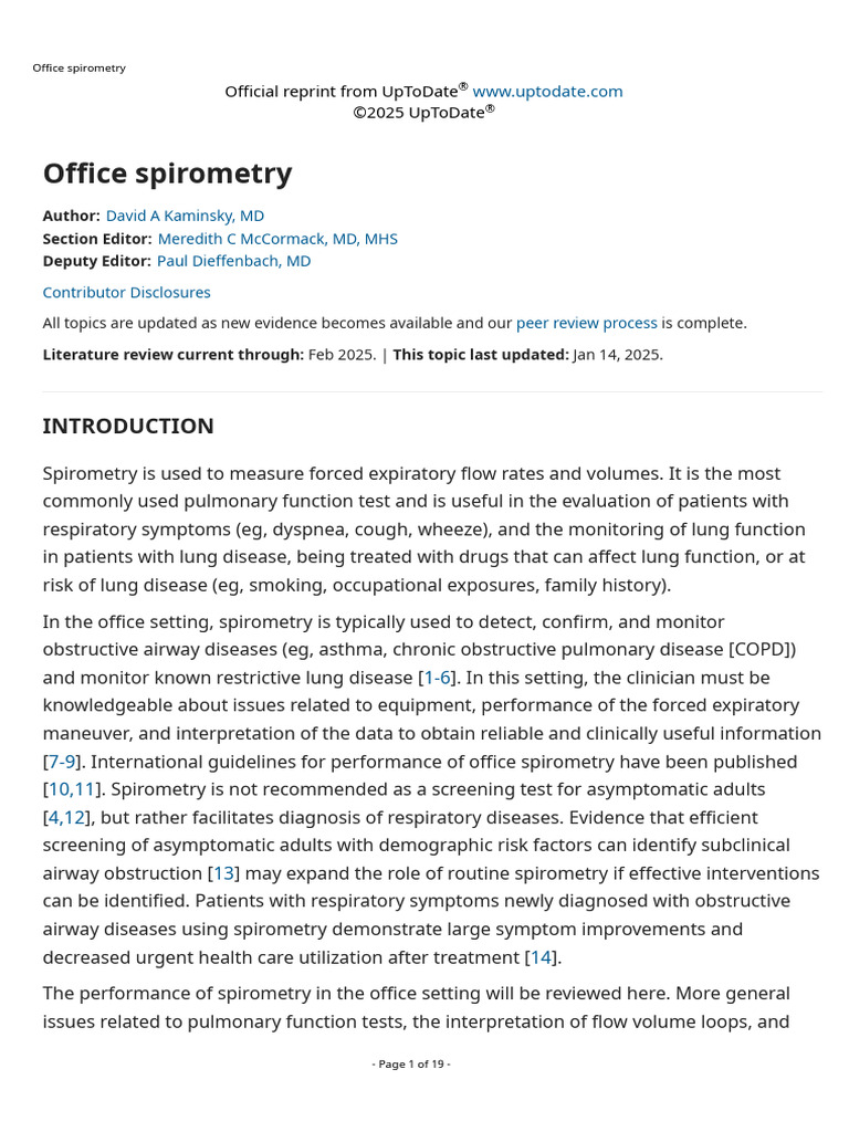 Office Spirometry | PDF | Chronic Obstructive Pulmonary Disease | Asthma