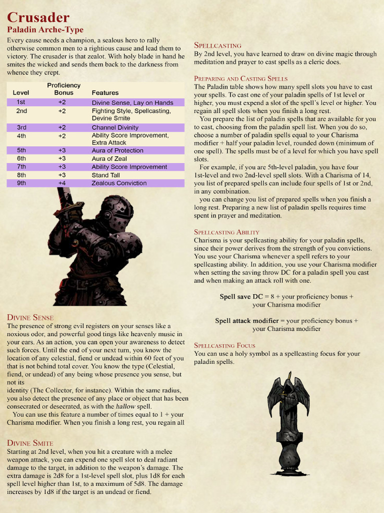 Darkest Dungeon DND Crusader Class | PDF