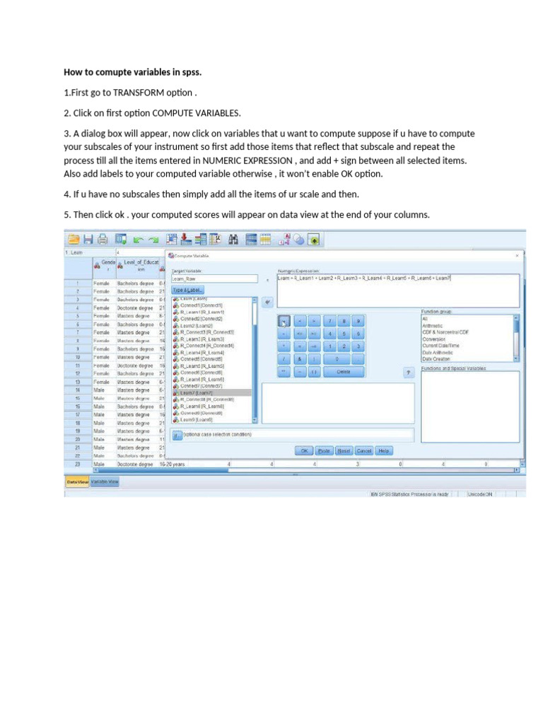 How to comupte variables in spss1 | PDF