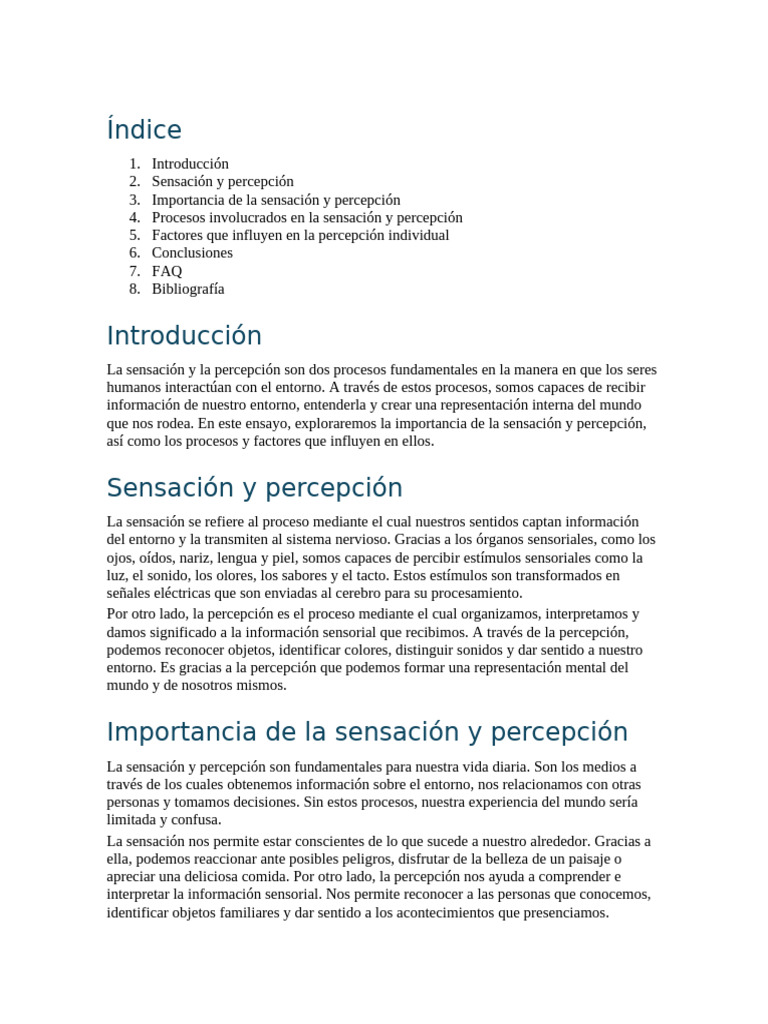 Sensación y Percepción | PDF | Percepción | Sentidos