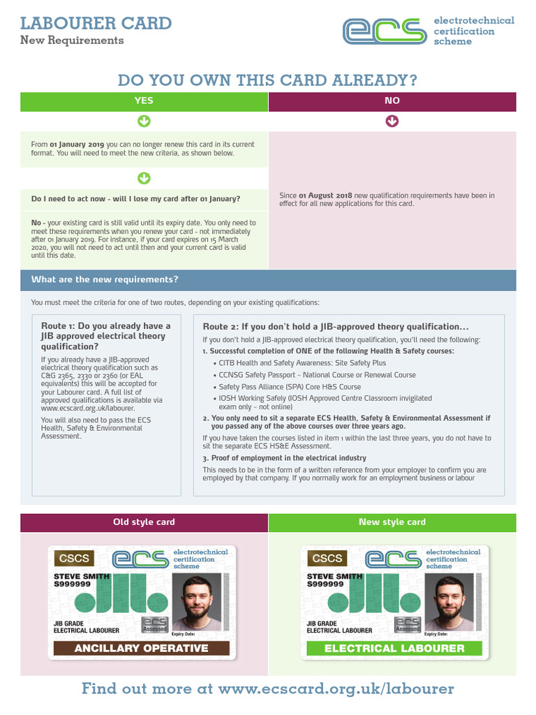 ECS Labourer Card Renewal Requirements | PDF