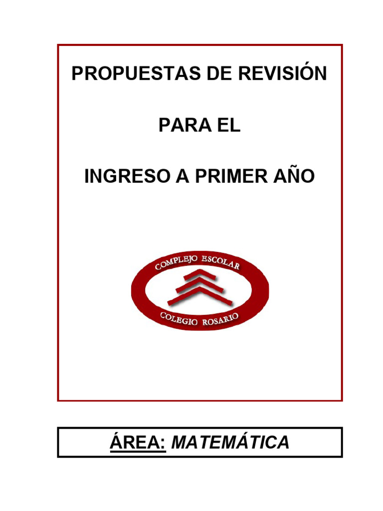 CUADERNILLO_INGRESO_MATEMATICA_2025_1 | PDF | Zona | Rectángulo