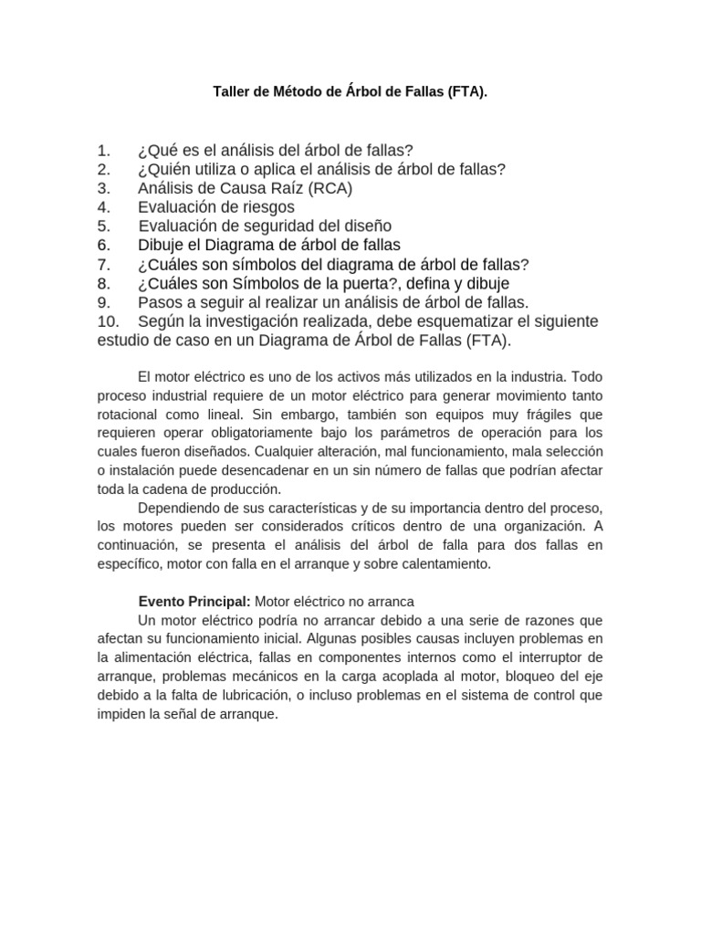 Análisis de Árbol de Fallas en Motores Eléctricos | PDF