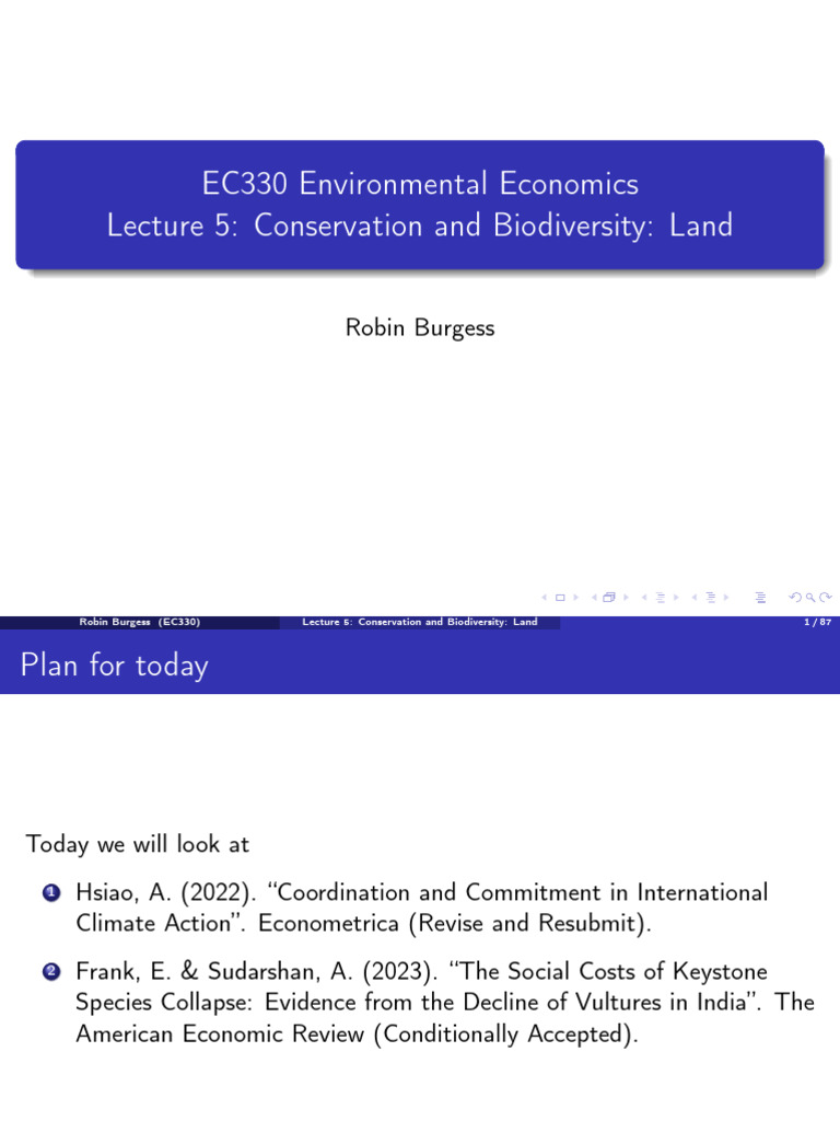 Land Conservation and Biodiversity Economics | PDF | Conservation ...
