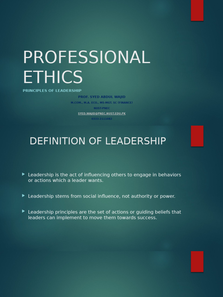 Professional Ethics 11025 | PDF | Leadership | Social Psychology