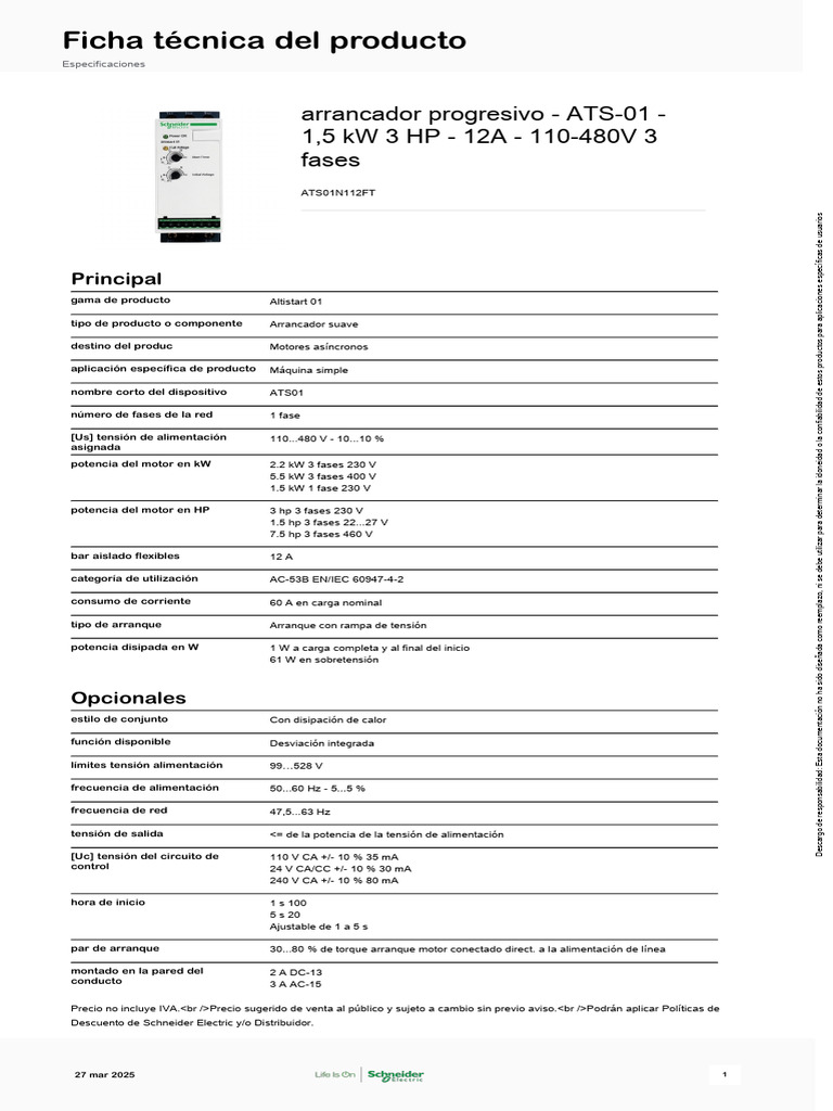 Manual de Arrancador ATS01N112FT | PDF | Residuos | Poder (Física)