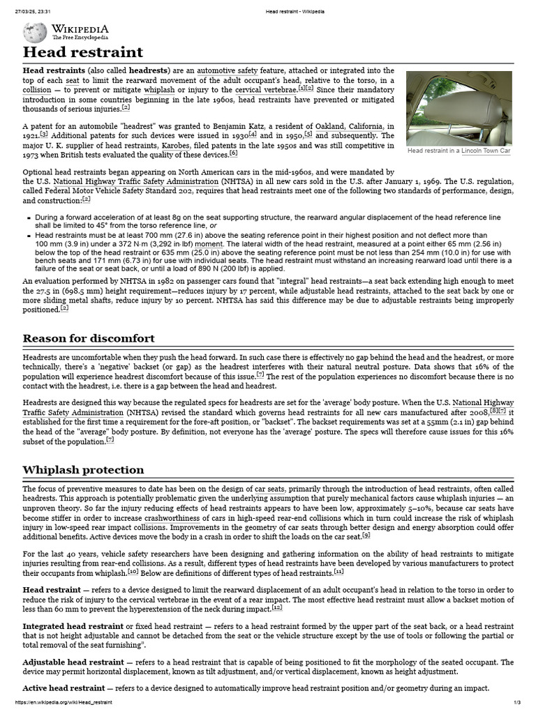 Understanding Head Restraints in Vehicles | PDF | Motor Vehicle | Transport