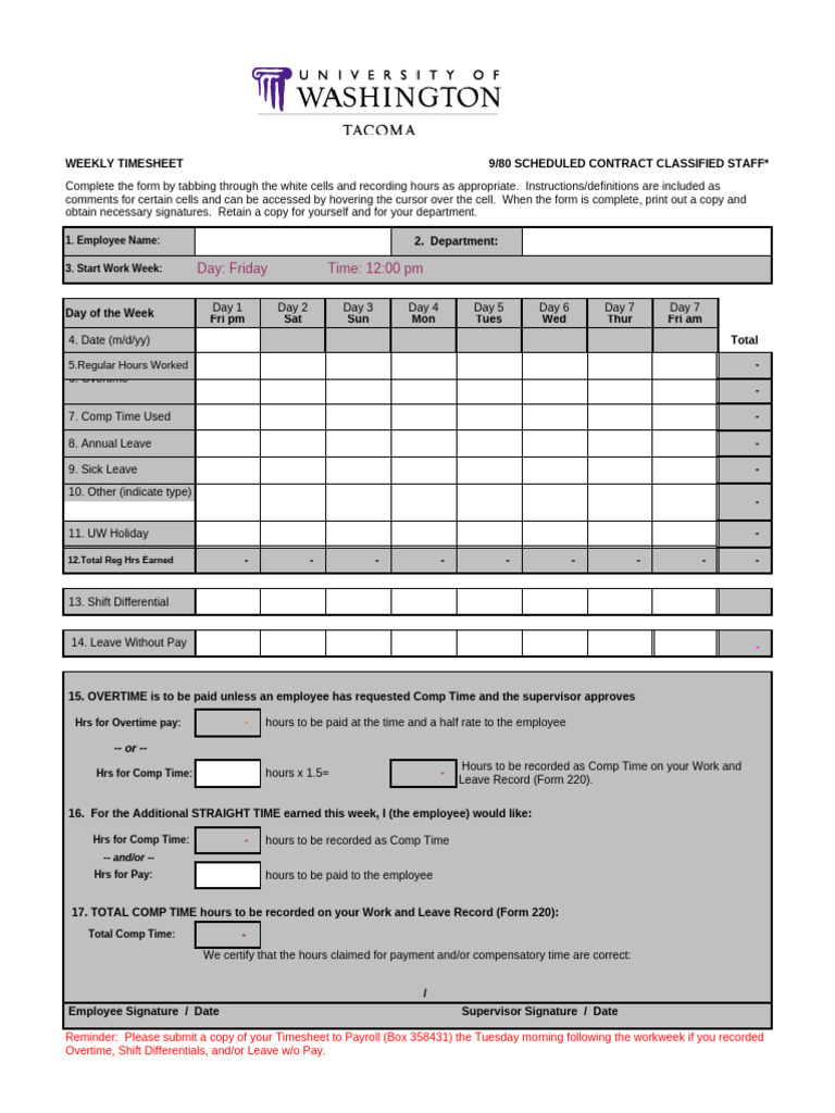 Work Schedule Template 12 | PDF | Overtime | Labor Relations