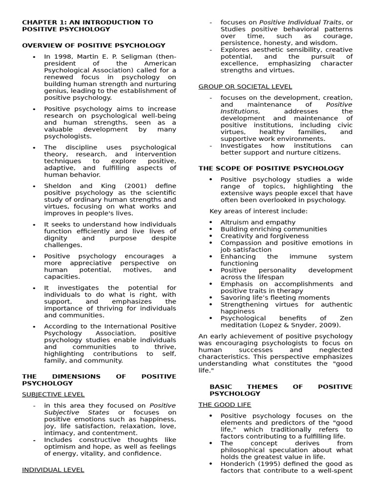 Introduction to Positive Psychology | PDF | Positive Psychology | Happiness