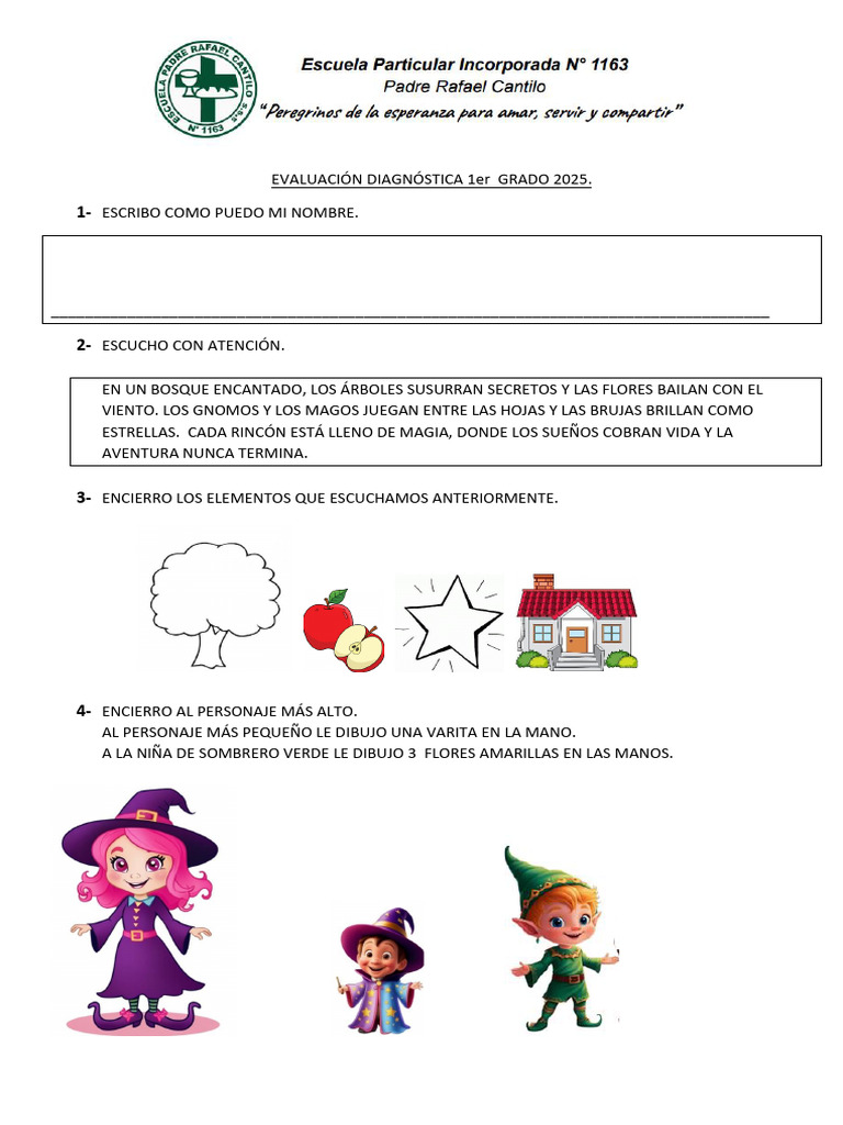 Evaluación Diagnóstica 2025 Primero Okok | PDF