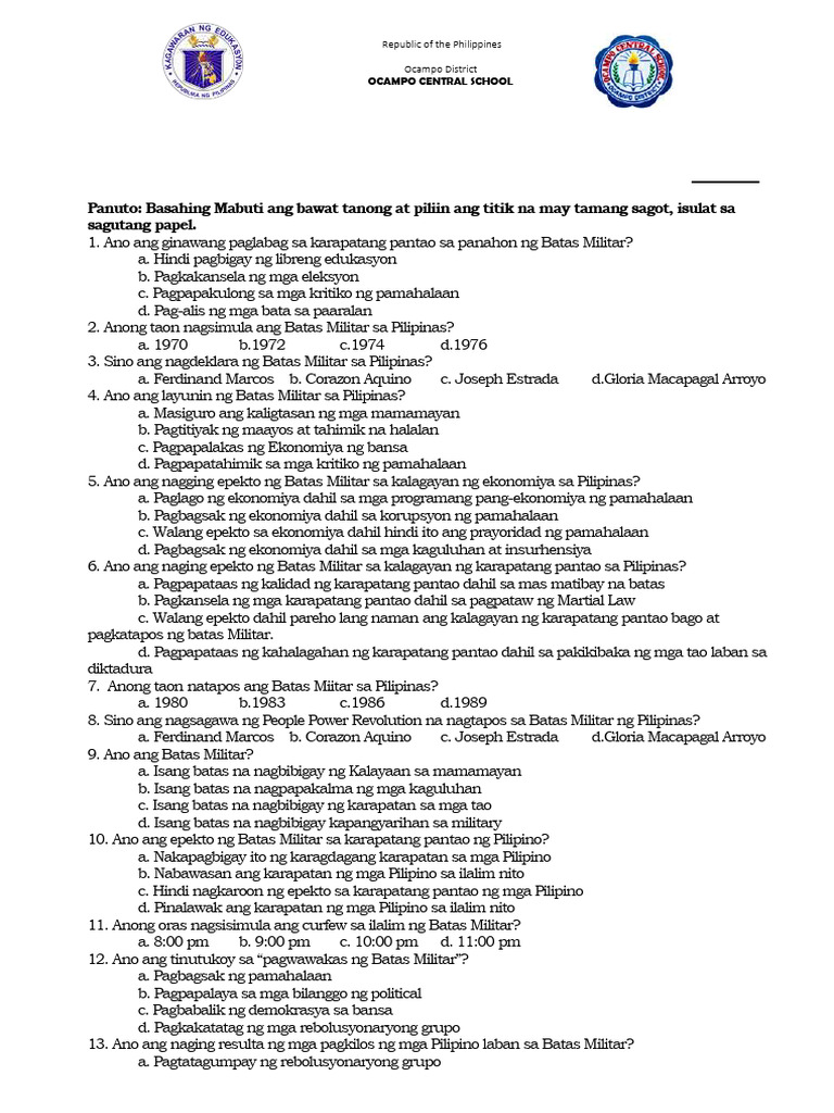 4TH Quarter Exam-Ap6 | PDF