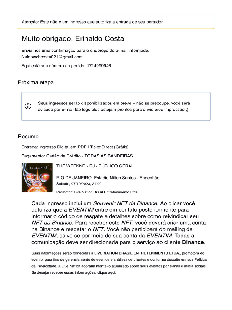 Recibo - Eventim | PDF