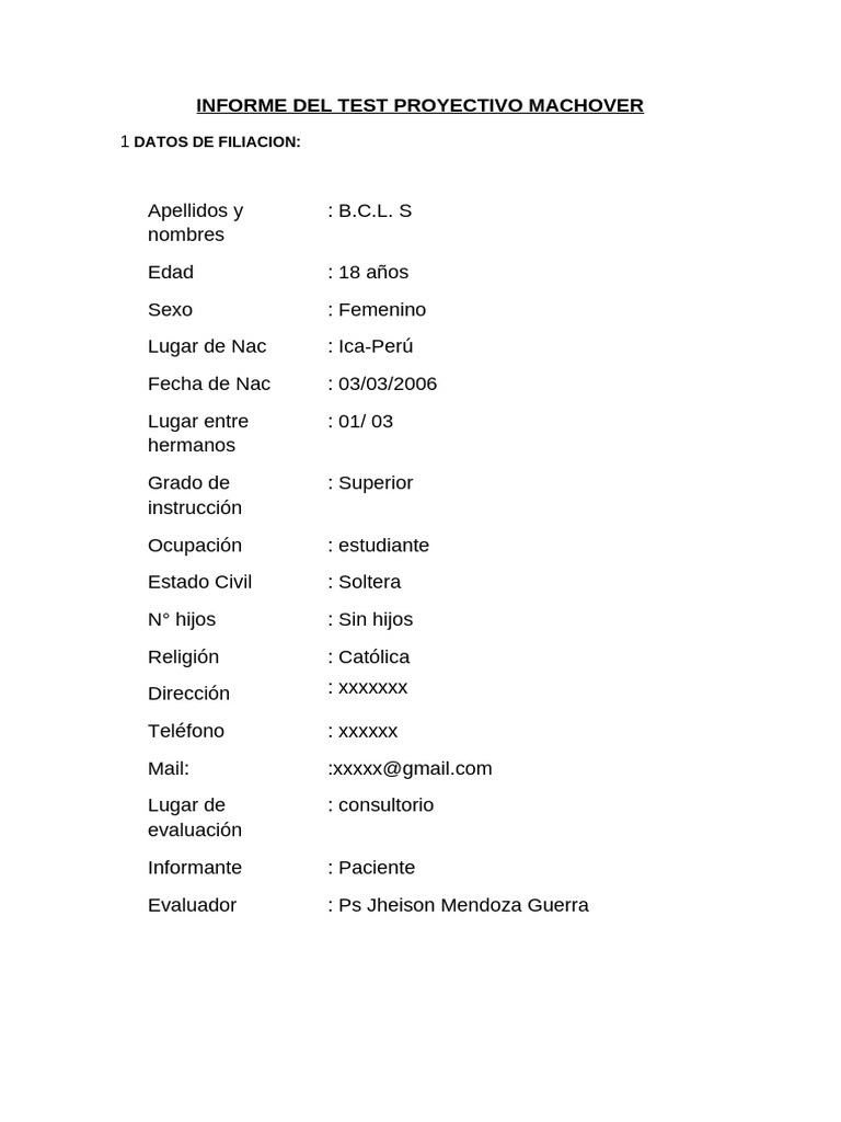 Test de La Figura Humana de Karen Machover | PDF | Conceptos ...