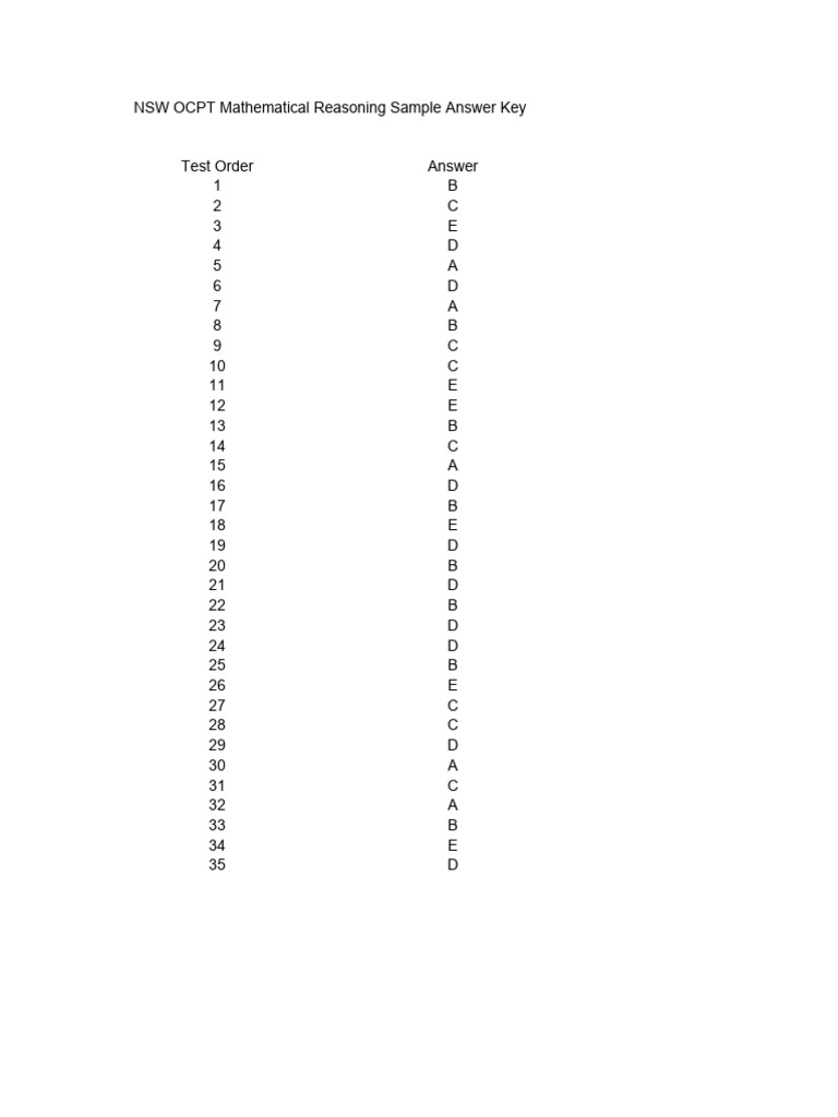 Math Test 1 Answers | PDF