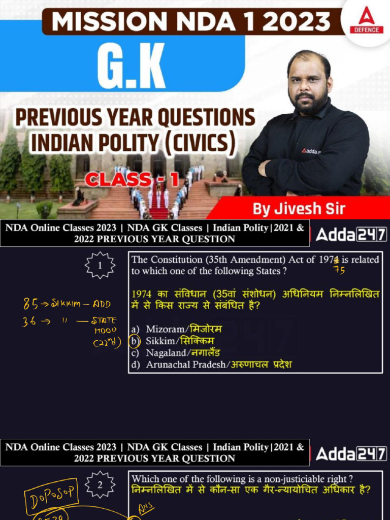 Nda Polity Pyq 3 | PDF