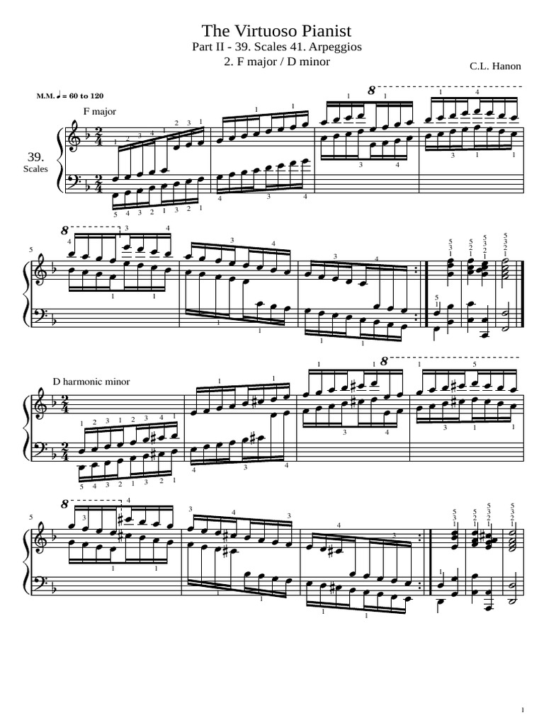 Hanon Scales Arpeggios - 2. F Major D Minor - Hanon Part II 39.scales 41.arpeggios | PDF | Music ...
