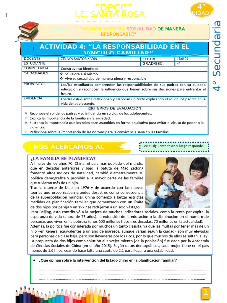 4!ª DPCC TAREA | PDF | Familia | Matrimonio