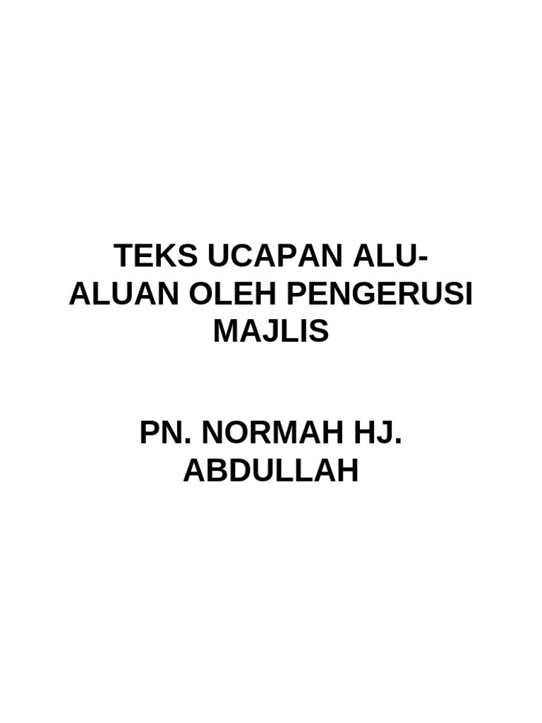 Ucapan Alu-Aluan Pengerusi | PDF