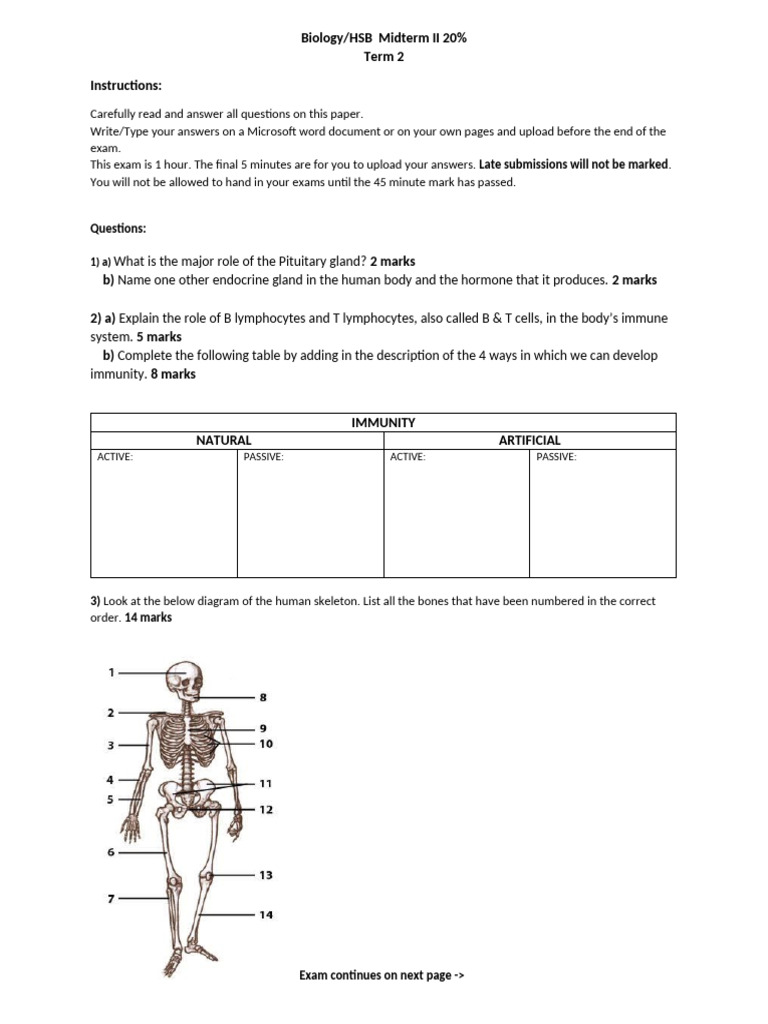 Biology Midterm II Exam Instructions | PDF