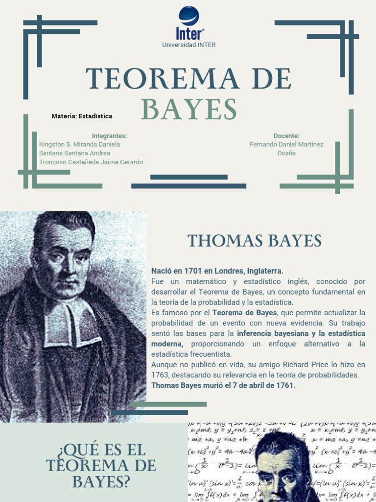 Teorema de Bayes: Conceptos y Aplicaciones | PDF | Matemáticas | Teoría ...