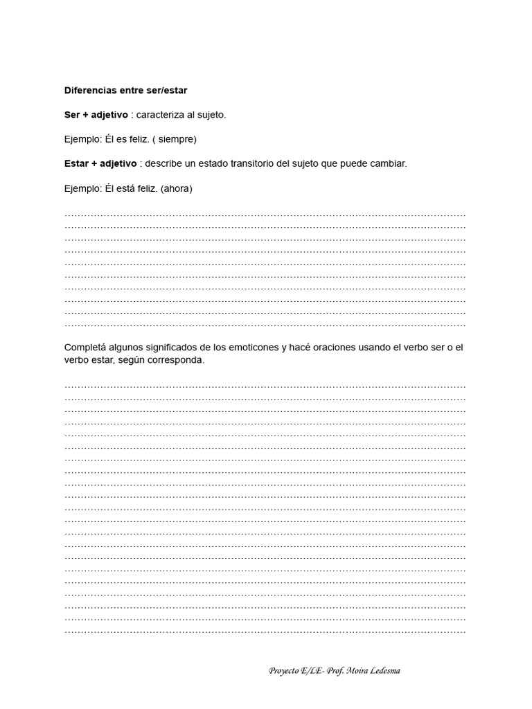+ Diferencias Entre Ser - Estar + Adjetivos | PDF