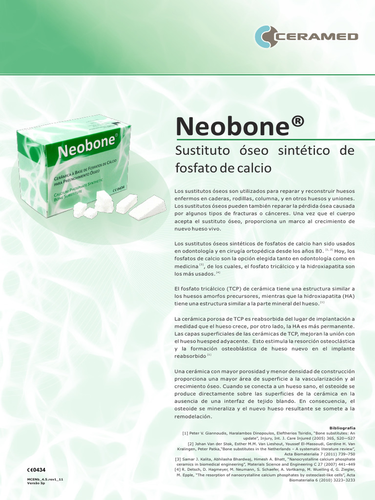 Sustituto Oseo Cemento - NEOBONE | PDF | Hueso | Sistema esquelético