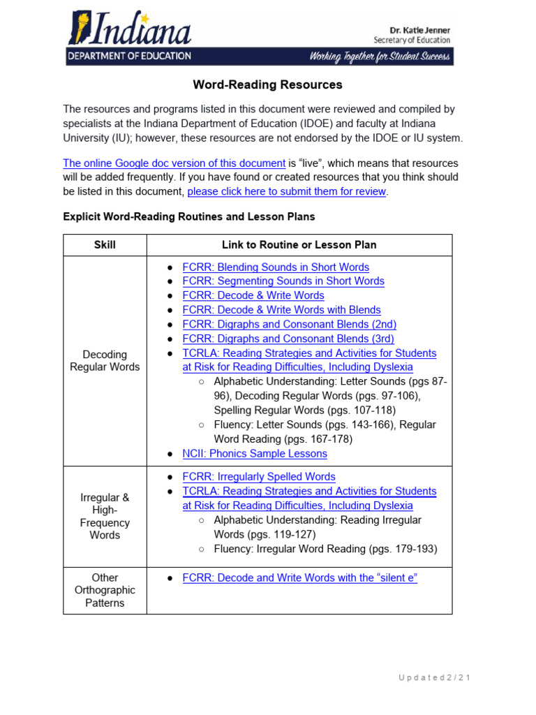 15 Word Reading Resources | PDF | Phonics | Written Communication