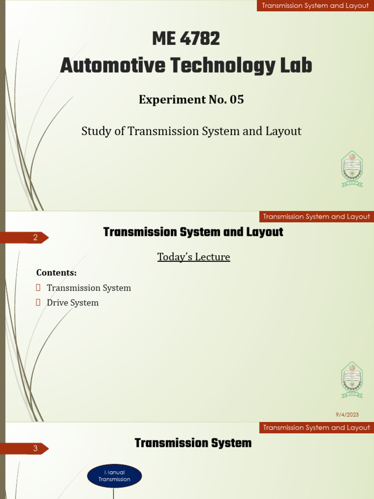 ME 4372 Transmission and Drive System | PDF | Manual Transmission | Clutch