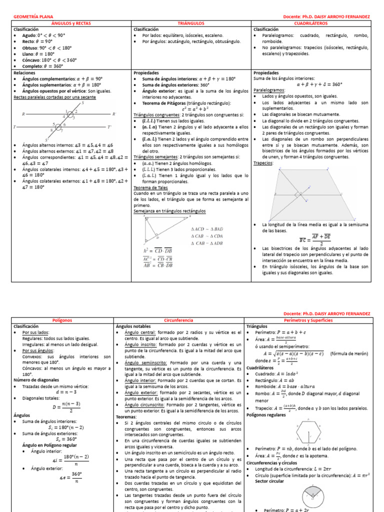 Geometría Plana: Triángulos y Propiedades | PDF | Matemática Elemental ...