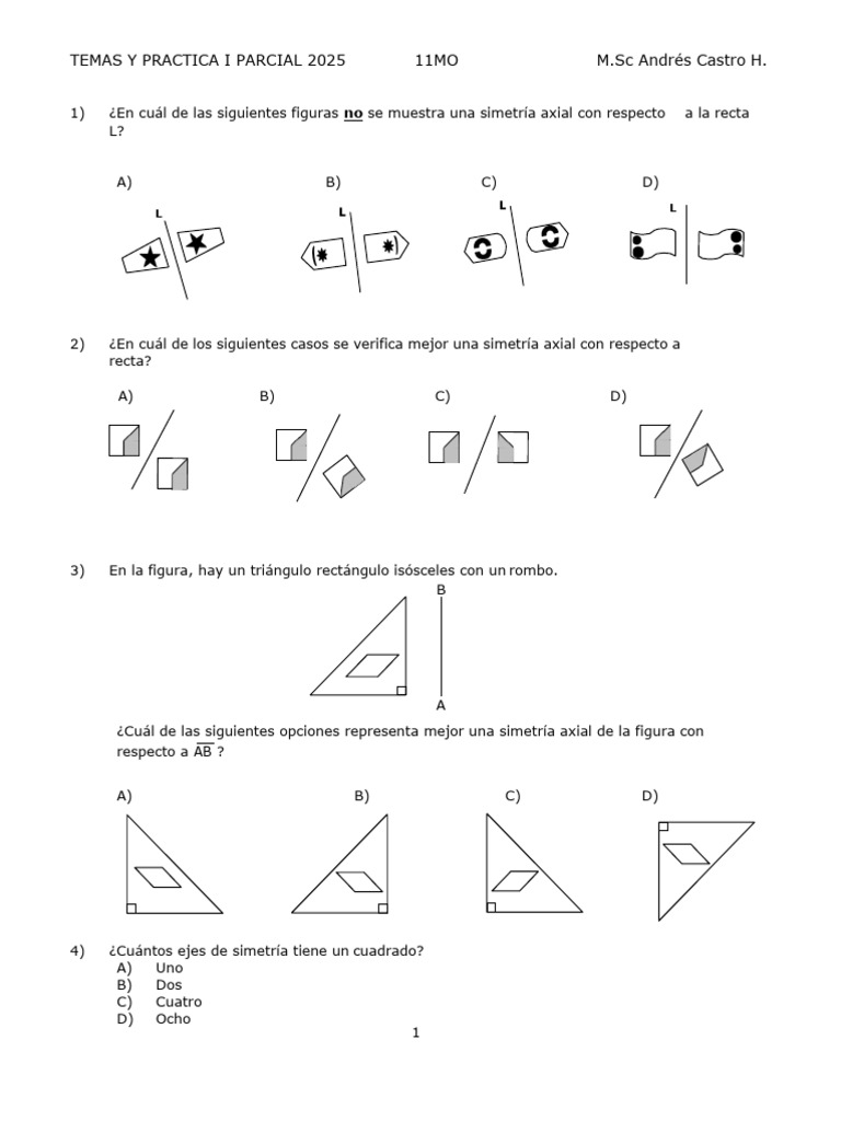 5.) Temas y Practica P1 11mo | PDF | Rectángulo | Simetría