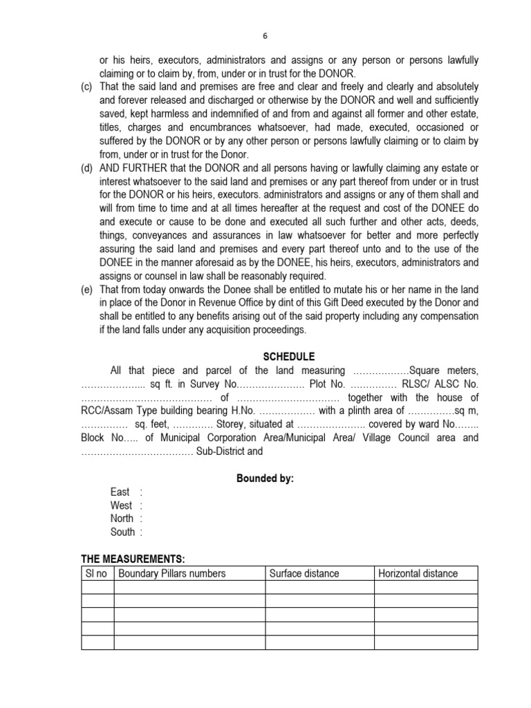 Land Gift Deed Agreement Details | PDF | Natural Resources Law ...