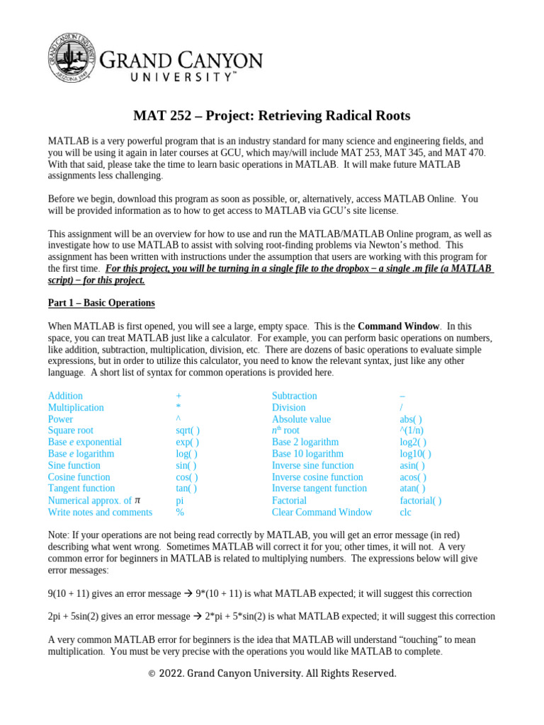 MAT 252 Project Retrieving Radical Roots - hNcBtea | PDF | Matrix ...