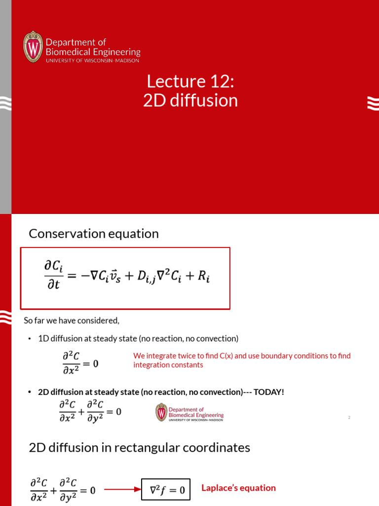 Lecture 12 - 2D Diffusion | PDF