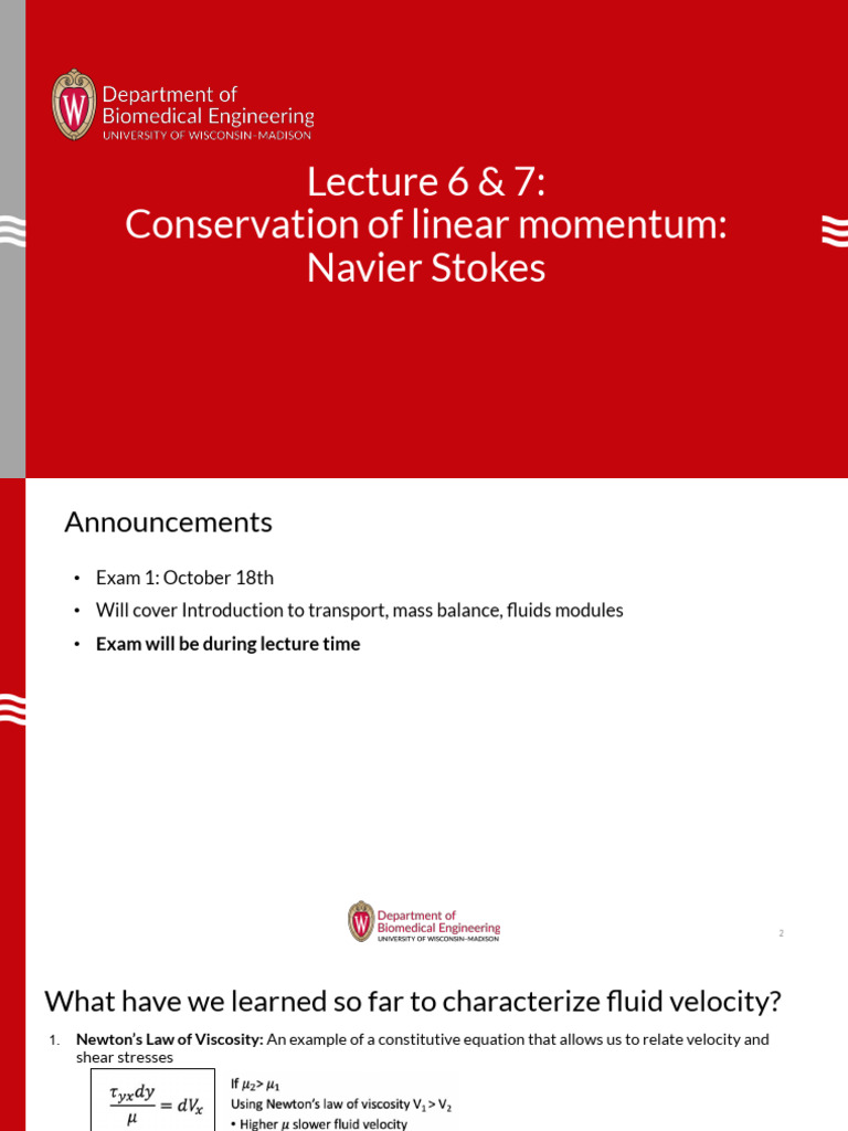 Lecture 6 & 7 - Navier Stokes | PDF | Navier–Stokes Equations | Fluid ...