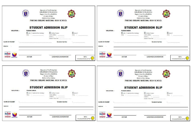 Admission Slip Edited | PDF