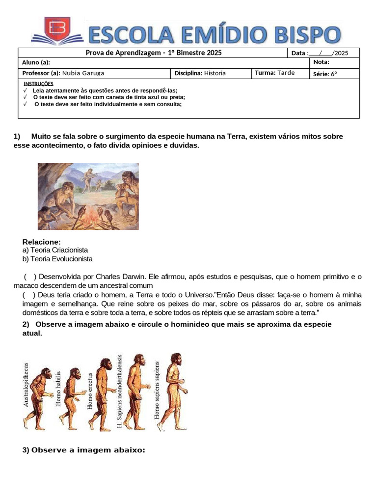 Prova Adap 6ºhist 1 25 | PDF