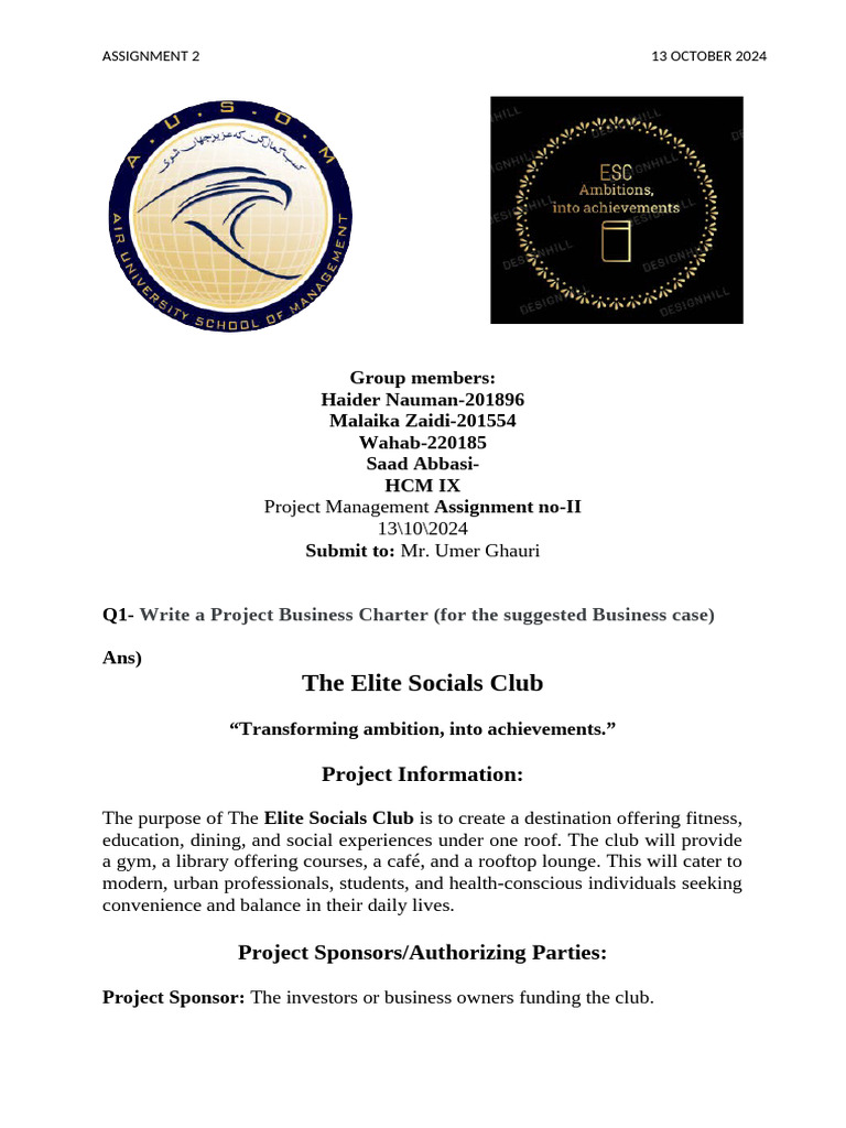 Project Management Assignment 2 | PDF | Marketing | Return On Investment