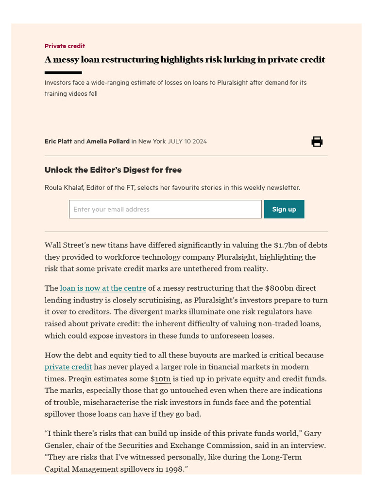 A Messy Loan Restructuring Highlights Risk Lurkin | PDF | Debt | Loans