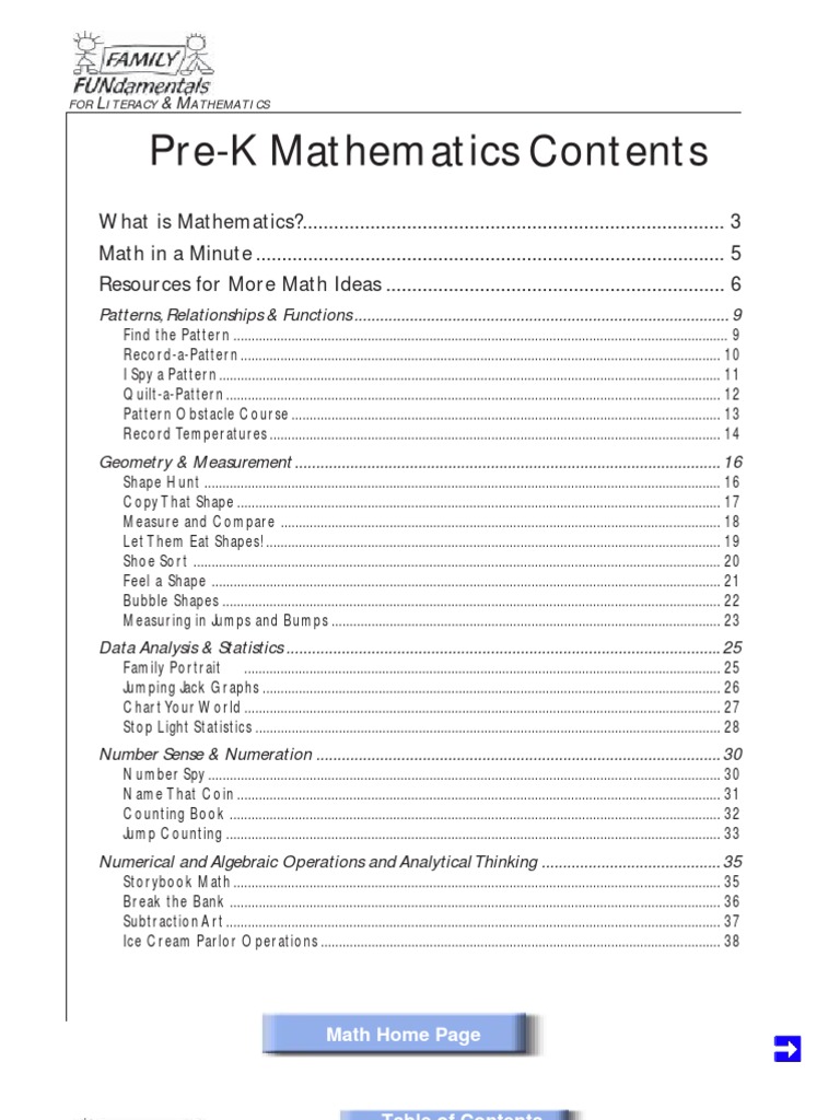 Daily Math Activities for Pre-K Transition | PDF | National Council Of ...