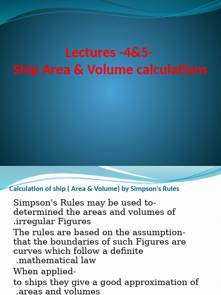 Ship Area & Volume Calculations Guide | PDF
