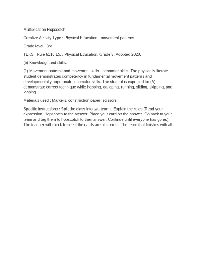 Multiplication Hopscotch | PDF