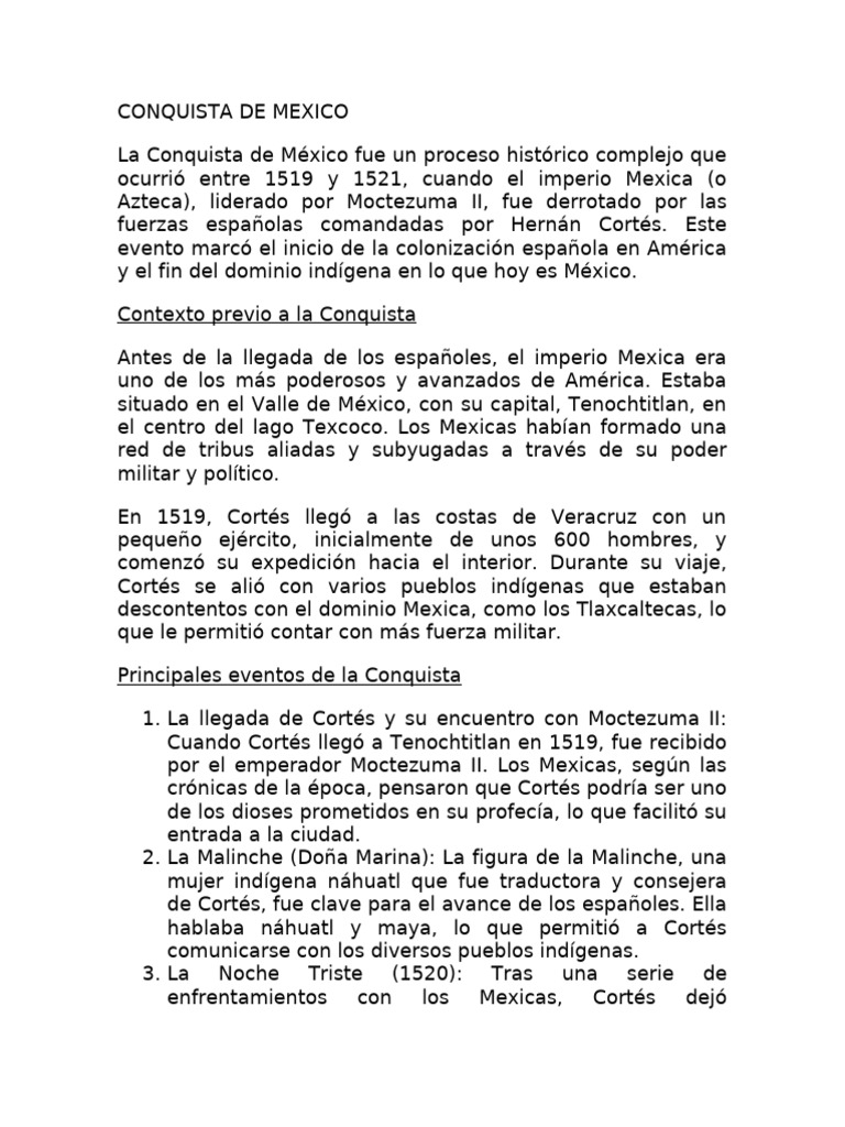 Conquista de Mexico | PDF | Colonialismo | Colonización española de las ...