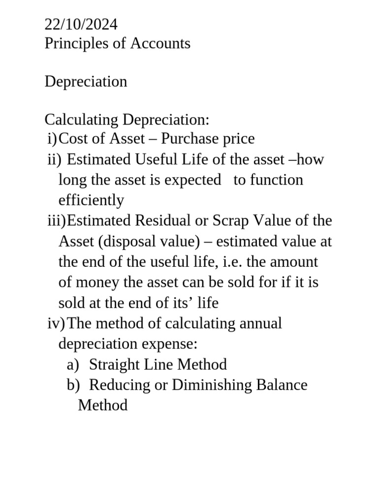 Depreciation Notes (2) | PDF | Book Value | Depreciation